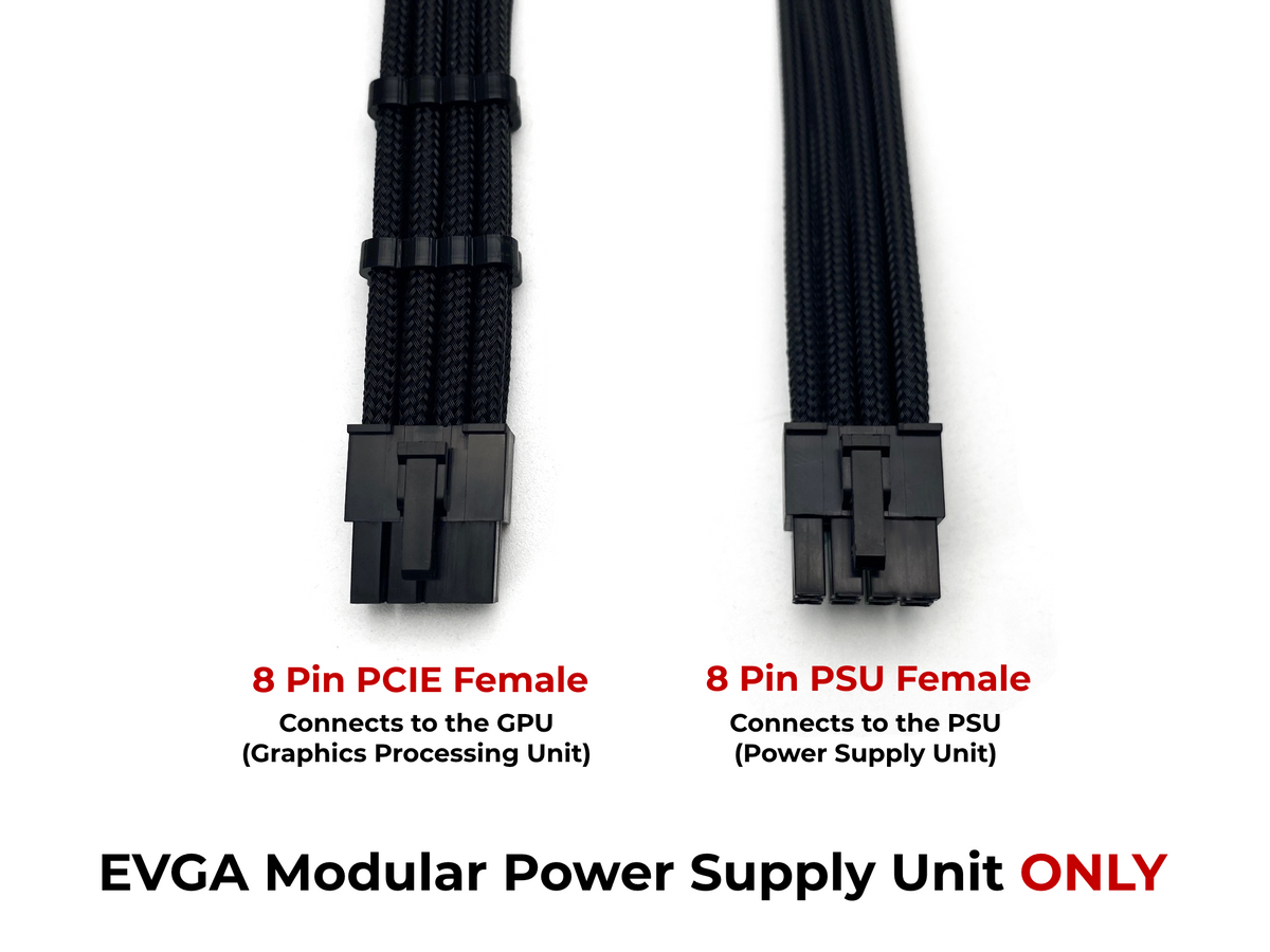 8 Pin PCIE - PSU Sleeved Cable 60cm for EVGA Modular Power Supply – ModPC